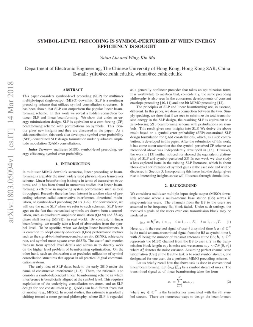 Symbol-level precoding is symbol-perturbed ZF when energy Efficiency is sought | DeepAI