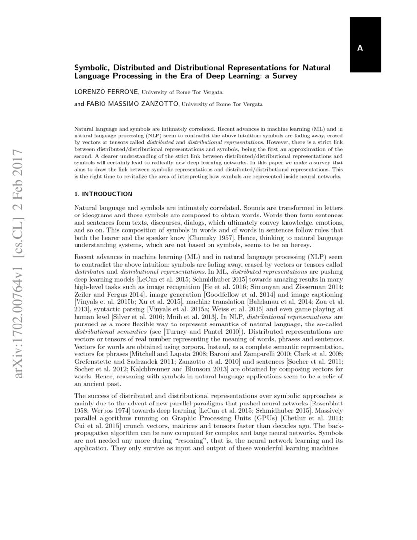 Symbolic, Distributed and Distributional Representations for Natural ...