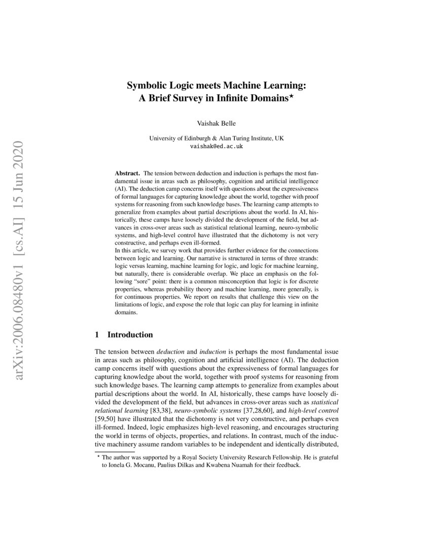 Symbolic Logic meets Machine Learning: A Brief Survey in Infinite ...