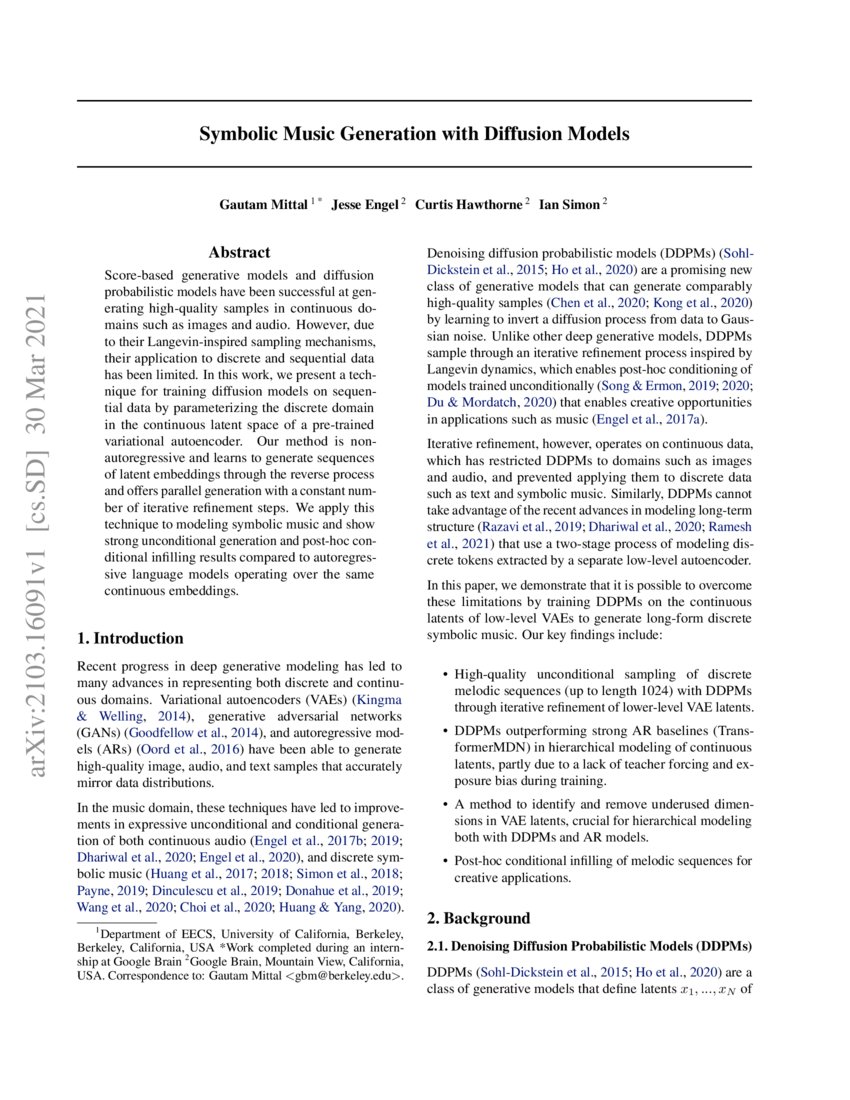 Symbolic Music Generation with Diffusion Models | DeepAI