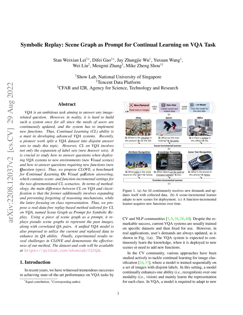 Symbolic Replay: Scene Graph as Prompt for Continual Learning on VQA Task | DeepAI