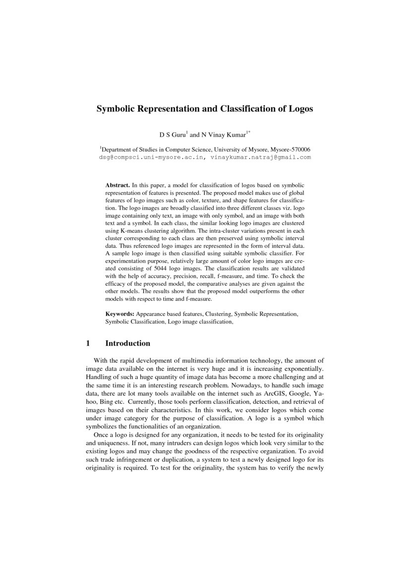 Symbolic Representation and Classification of Logos | DeepAI