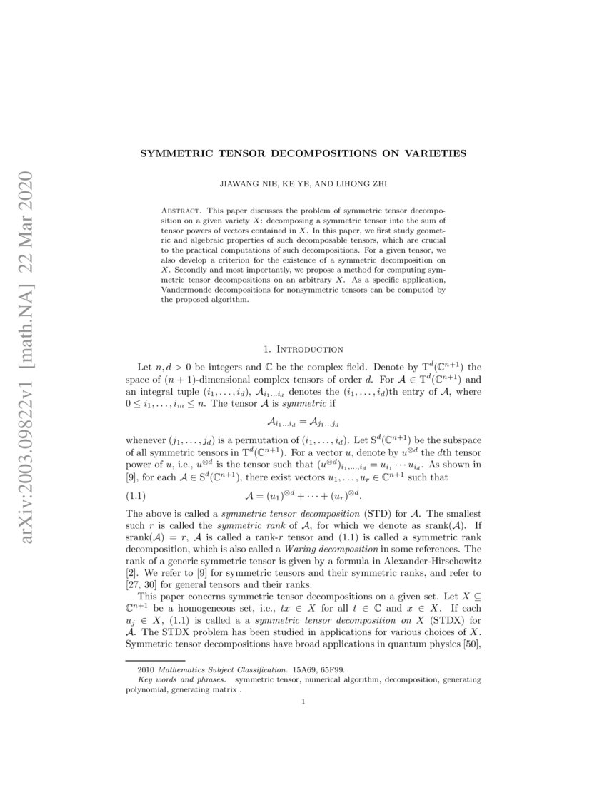 Symmetric Tensor Decompositions On Varieties | DeepAI