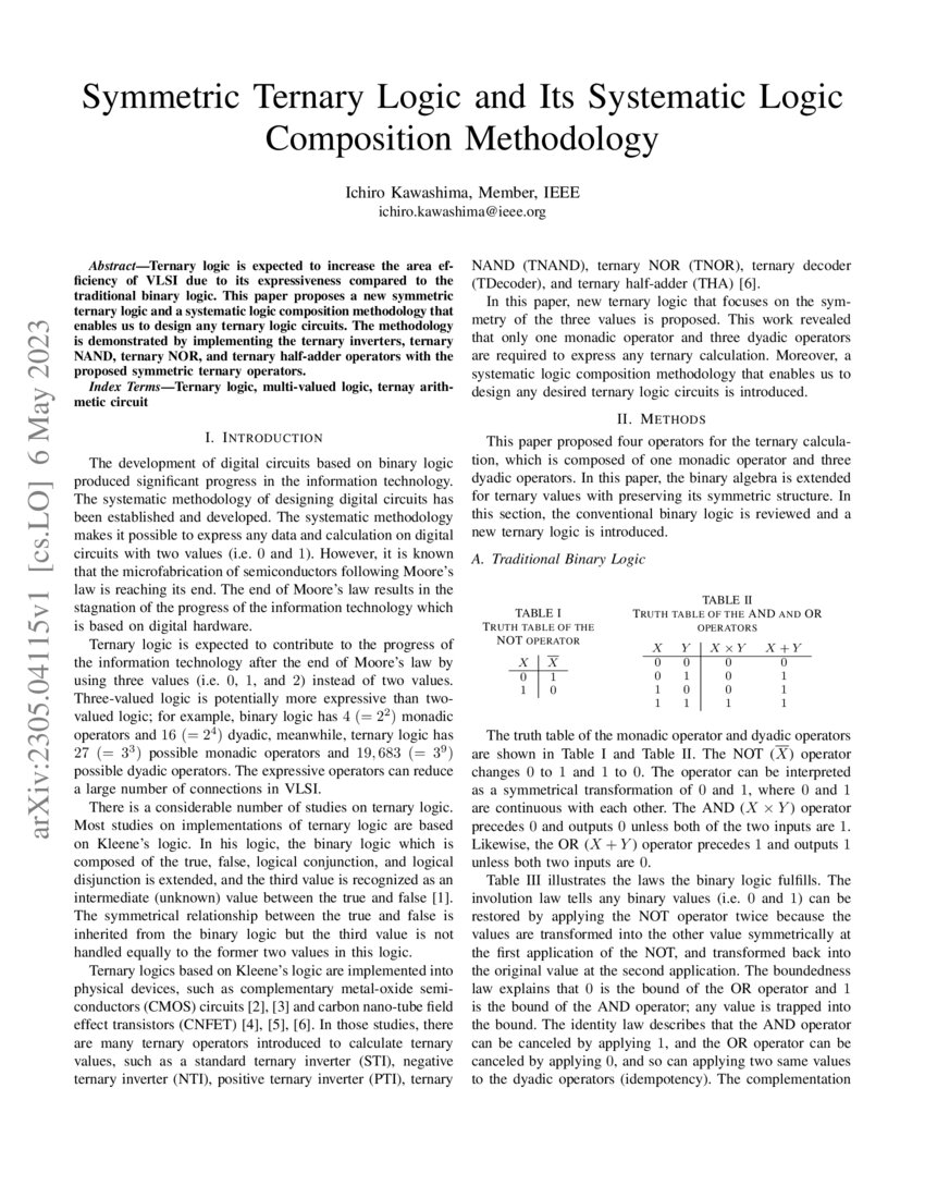Symmetric Ternary Logic And Its Systematic Logic Composition Methodology Deepai
