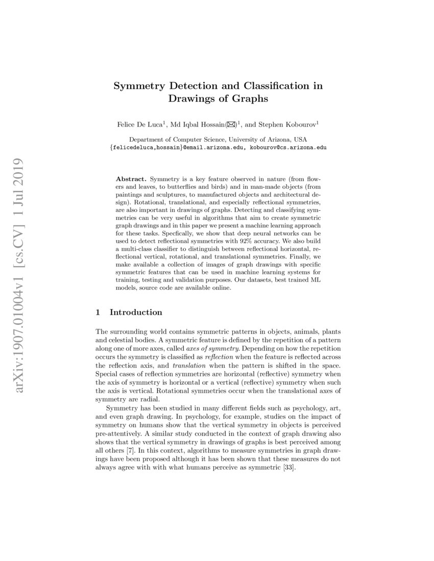Symmetry Detection And Classification In Drawings Of Graphs Deepai