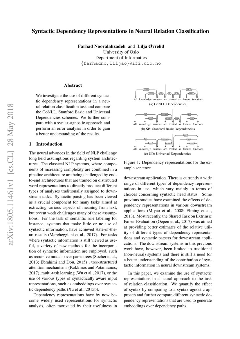 Syntactic Dependency Representations In Neural Relation Classification 8605