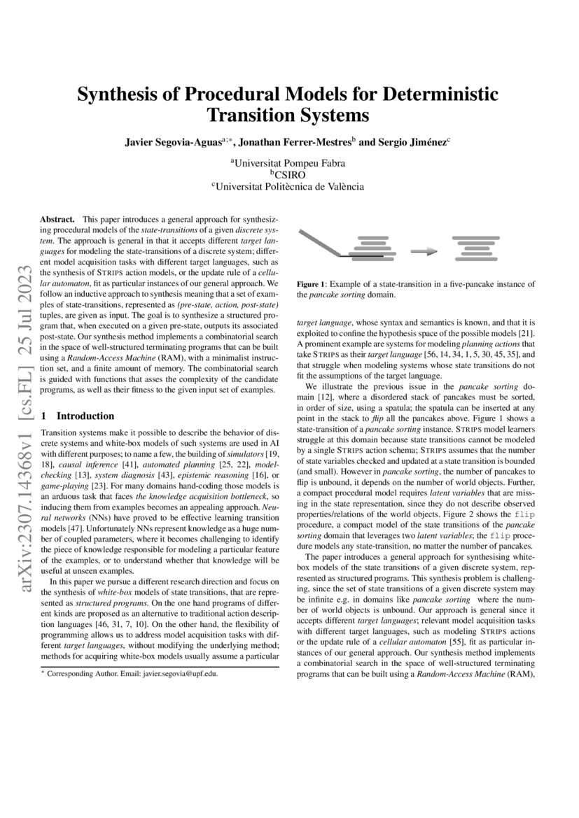Synthesis Of Procedural Models For Deterministic Transition Systems Deepai 