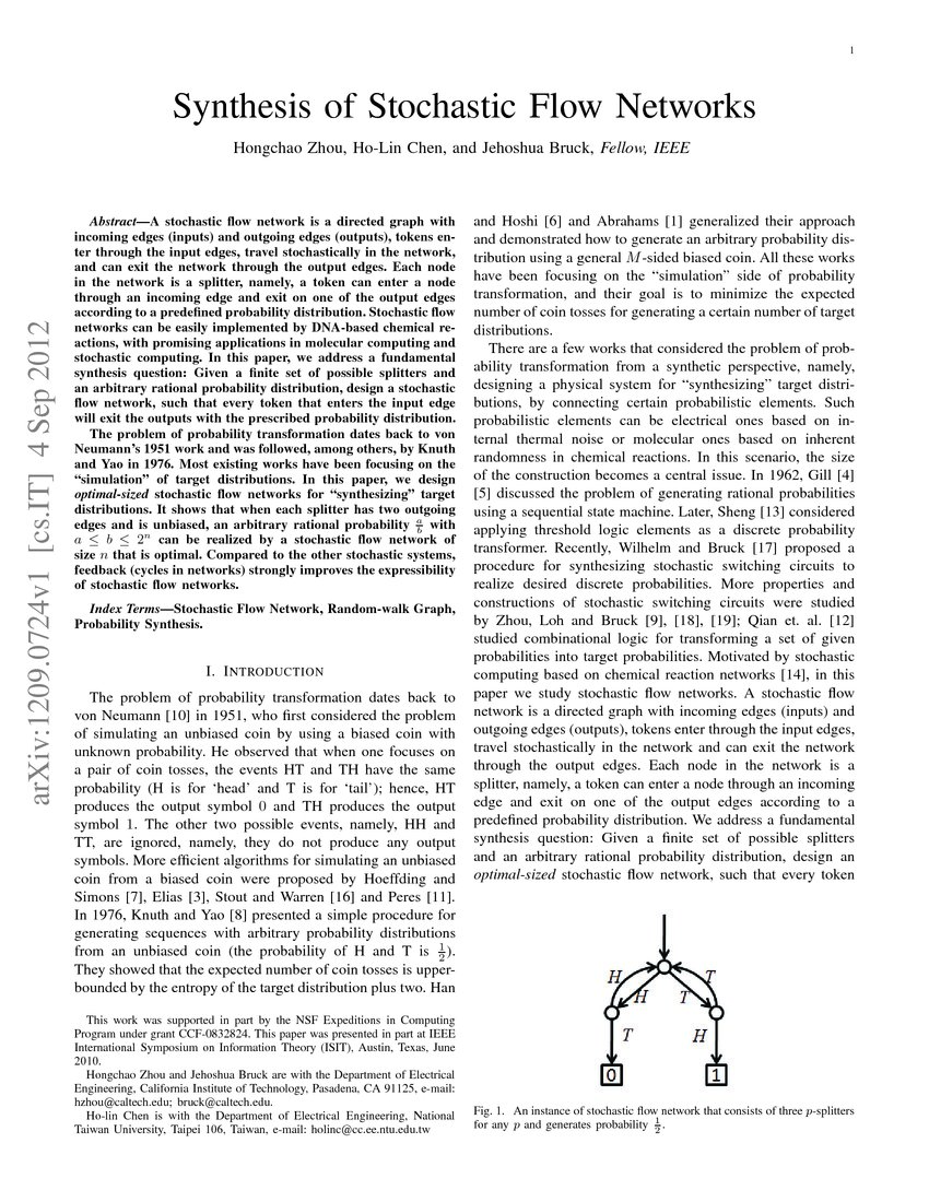 Synthesis of Stochastic Flow Networks | DeepAI