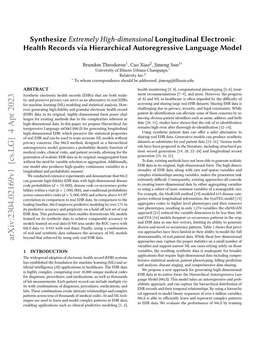 Synthesize Extremely High-dimensional Longitudinal Electronic Health Records via Hierarchical ...