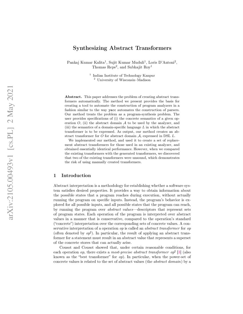Synthesizing Abstract Transformers | DeepAI