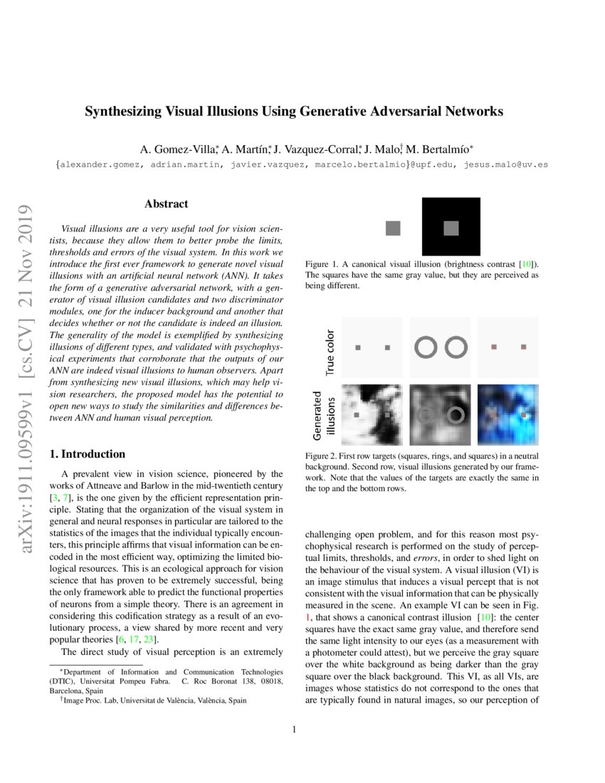Synthesizing Visual Illusions Using Generative Adversarial Networks | DeepAI