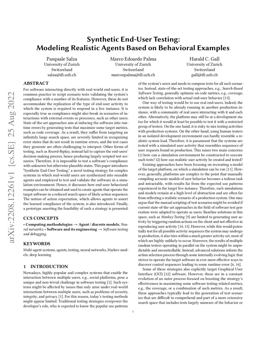 Synthetic End User Testing Modeling Realistic Agents Based On