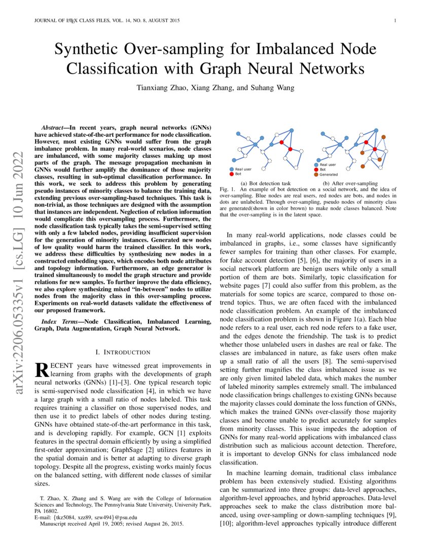 Synthetic Over Sampling For Imbalanced Node Classification With Graph Neural Networks Deepai 1747
