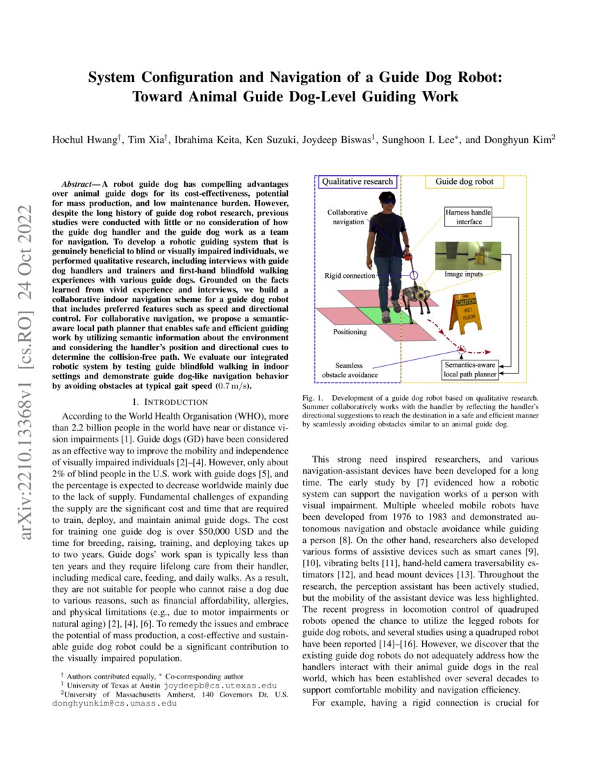 System Configuration and Navigation of a Guide Dog Robot: Toward Animal ...