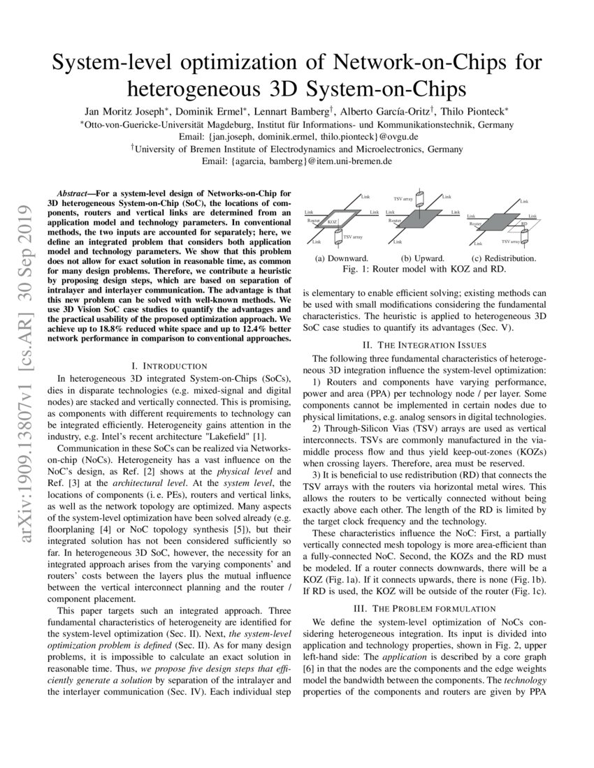 System-level optimization of Network-on-Chips for heterogeneous 3D System-on-Chips | DeepAI