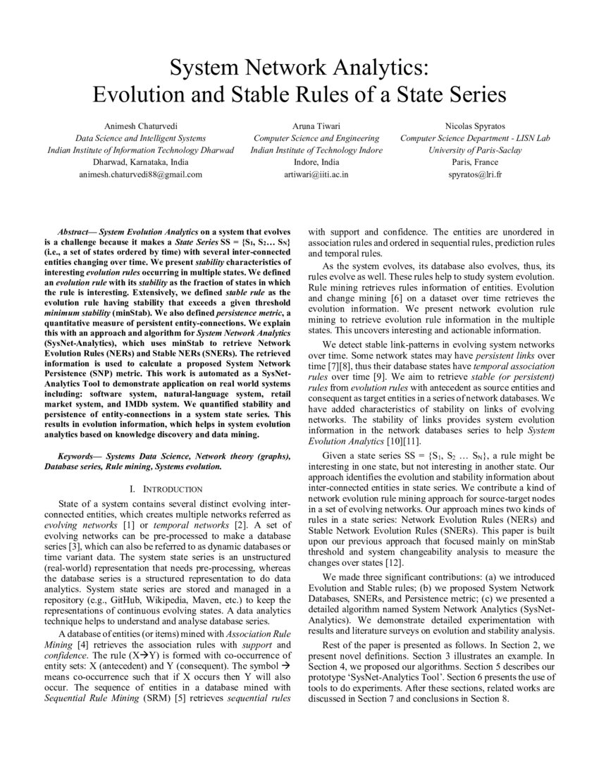 System Network Analytics: Evolution and Stable Rules of a State Series ...
