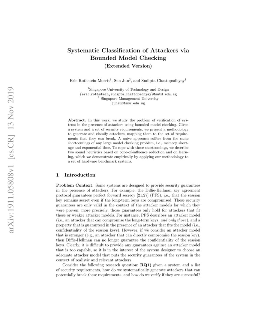 Systematic Classification Of Attackers Via Bounded Model Checking Deepai