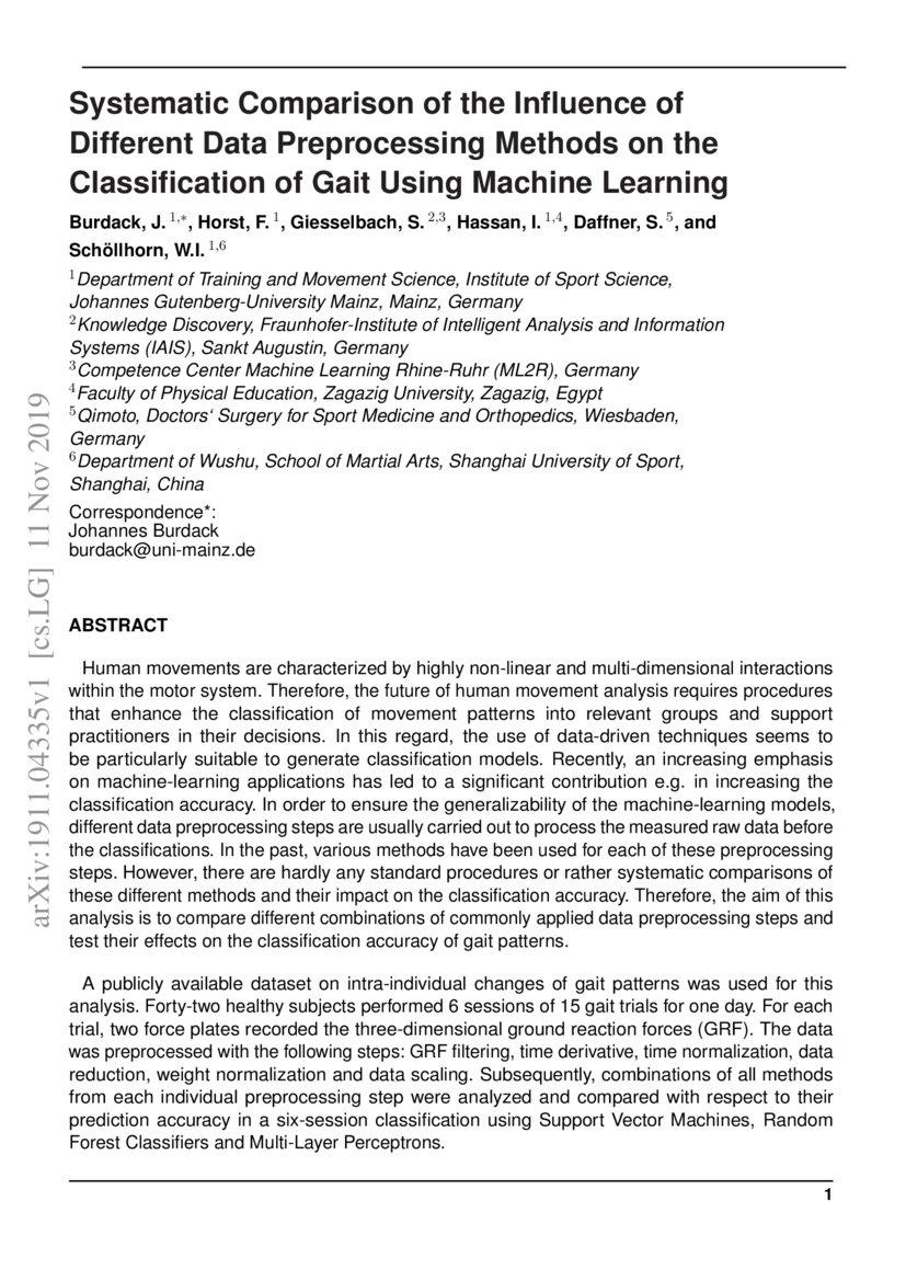 Systematic Comparison Of The Influence Of Different Data Preprocessing