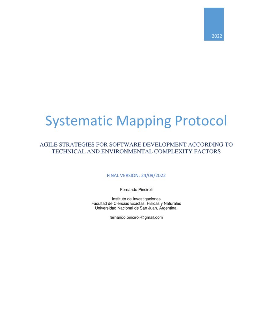 Systematic Mapping Protocol Agile Strategies For Software Development According To Technical