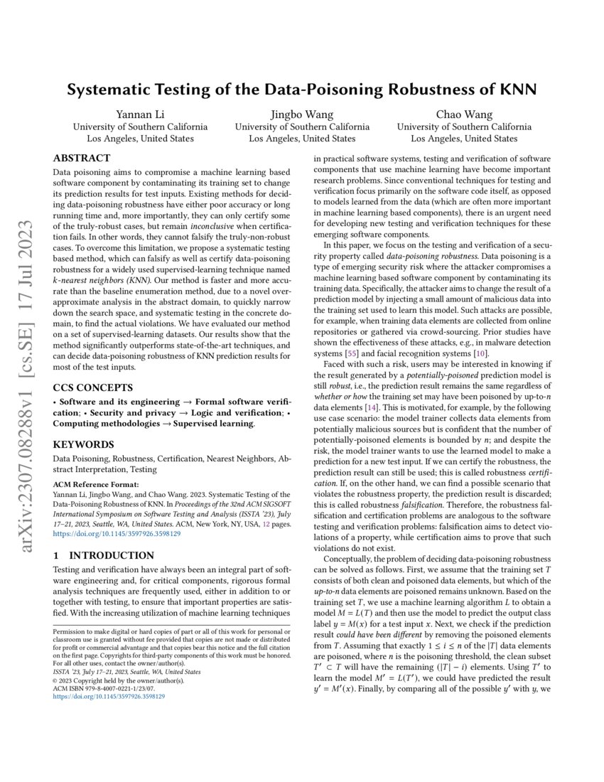 Systematic Testing Of The Data Poisoning Robustness Of Knn Deepai