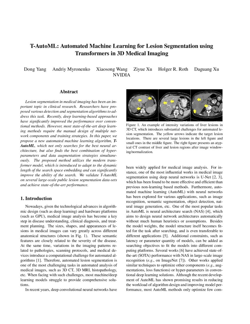 T-AutoML: Automated Machine Learning for Lesion Segmentation using ...
