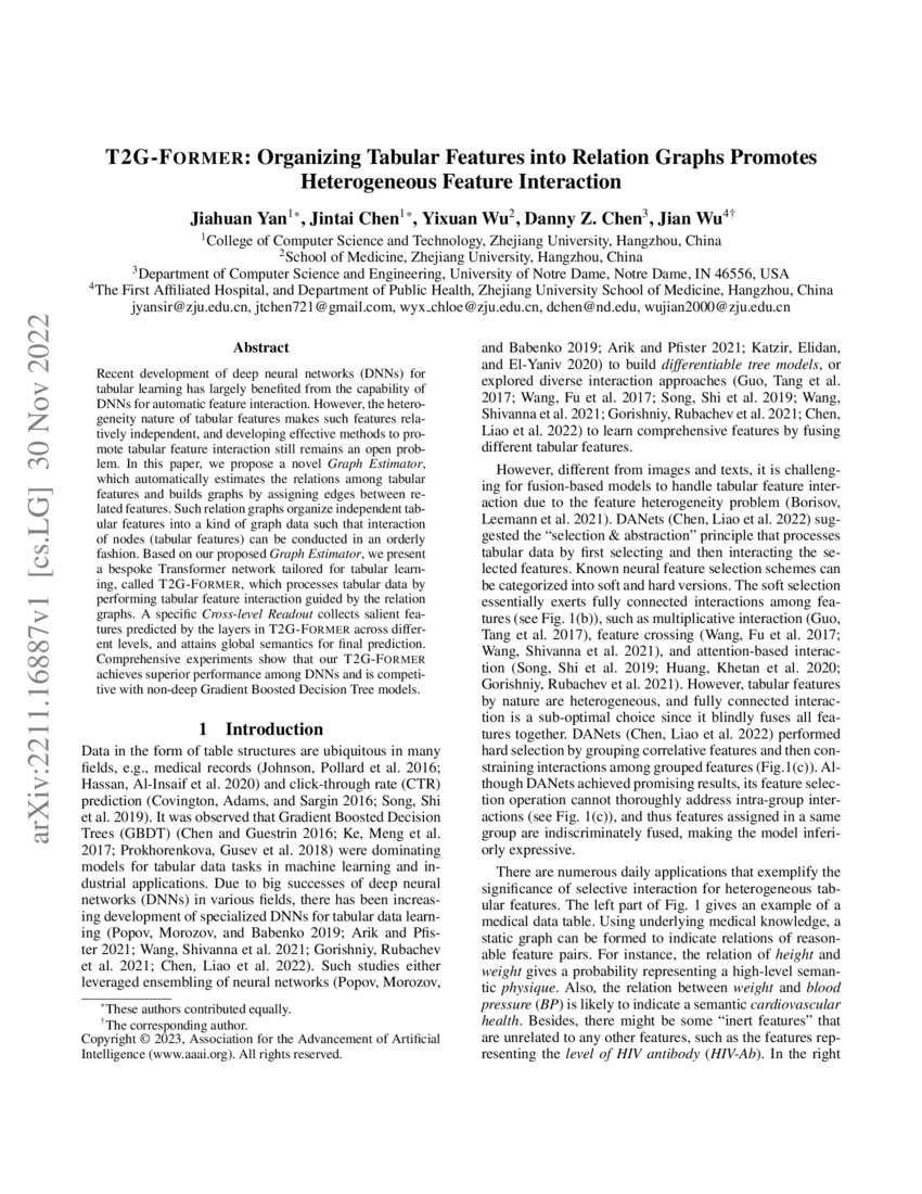T2g Former Organizing Tabular Features Into Relation Graphs Promotes
