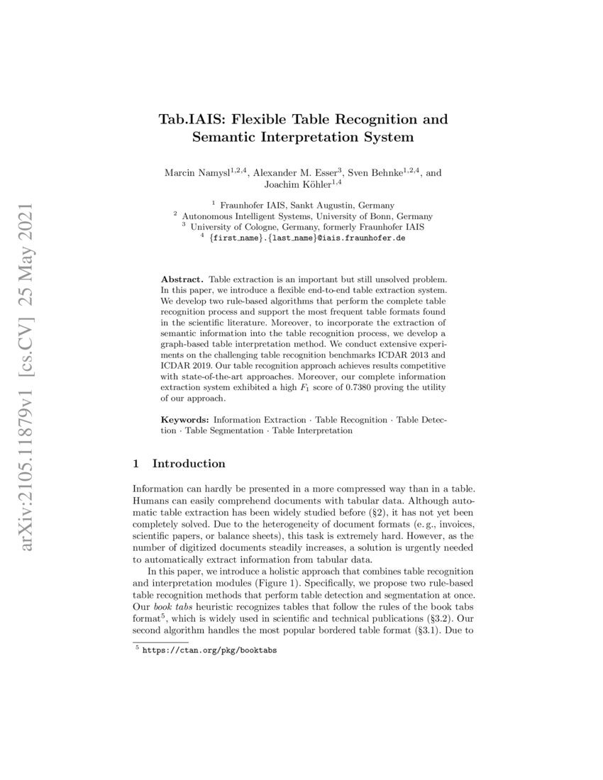 Tab.IAIS: Flexible Table Recognition and Semantic Interpretation System | DeepAI