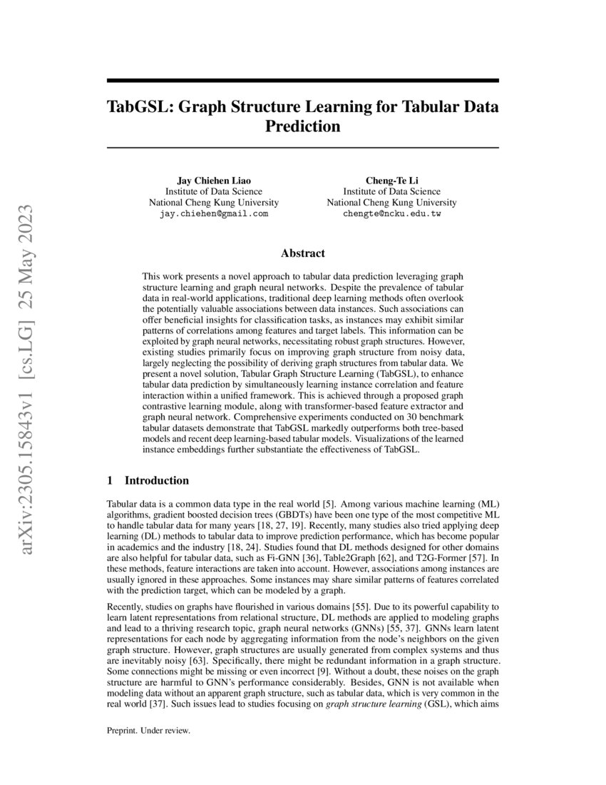 TabGSL: Graph Structure Learning for Tabular Data Prediction | DeepAI TabGSL: Graph Structure Learning for Tabular Data Prediction | DeepAI
