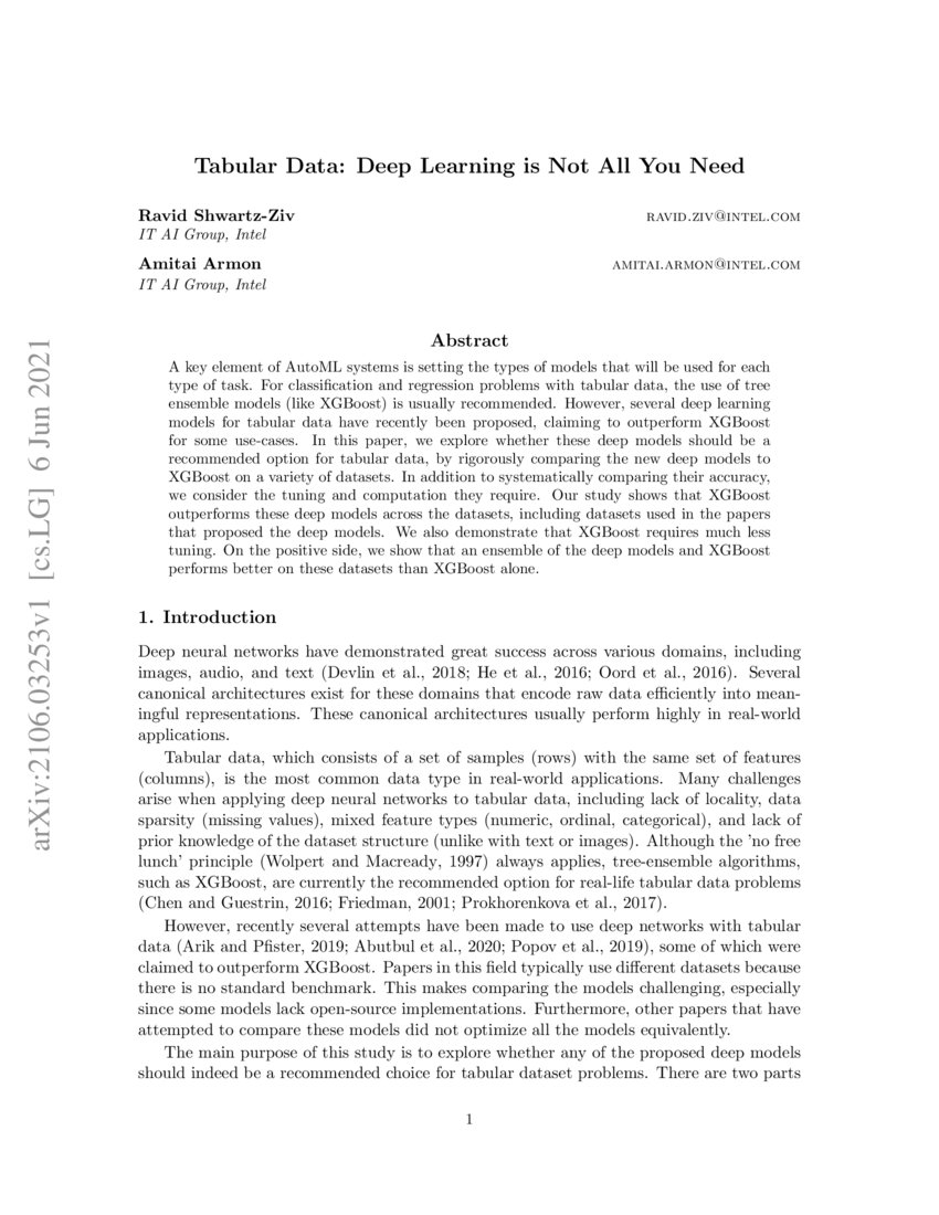 Tabular Data Deep Learning Is Not All You Need Deepai