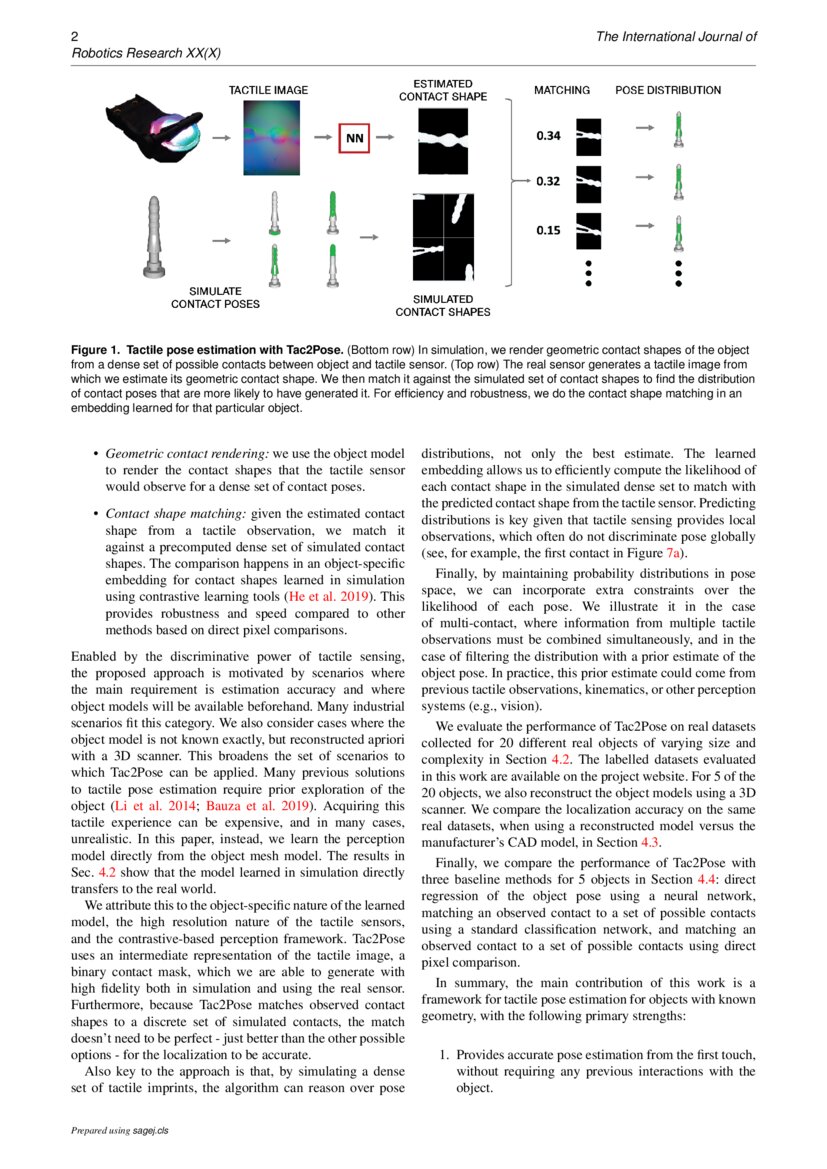 Tac2pose Tactile Object Pose Estimation From The First Touch Deepai