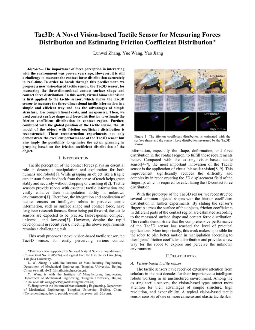 Tac3d A Novel Vision Based Tactile Sensor For Measuring Forces Distribution And Estimating