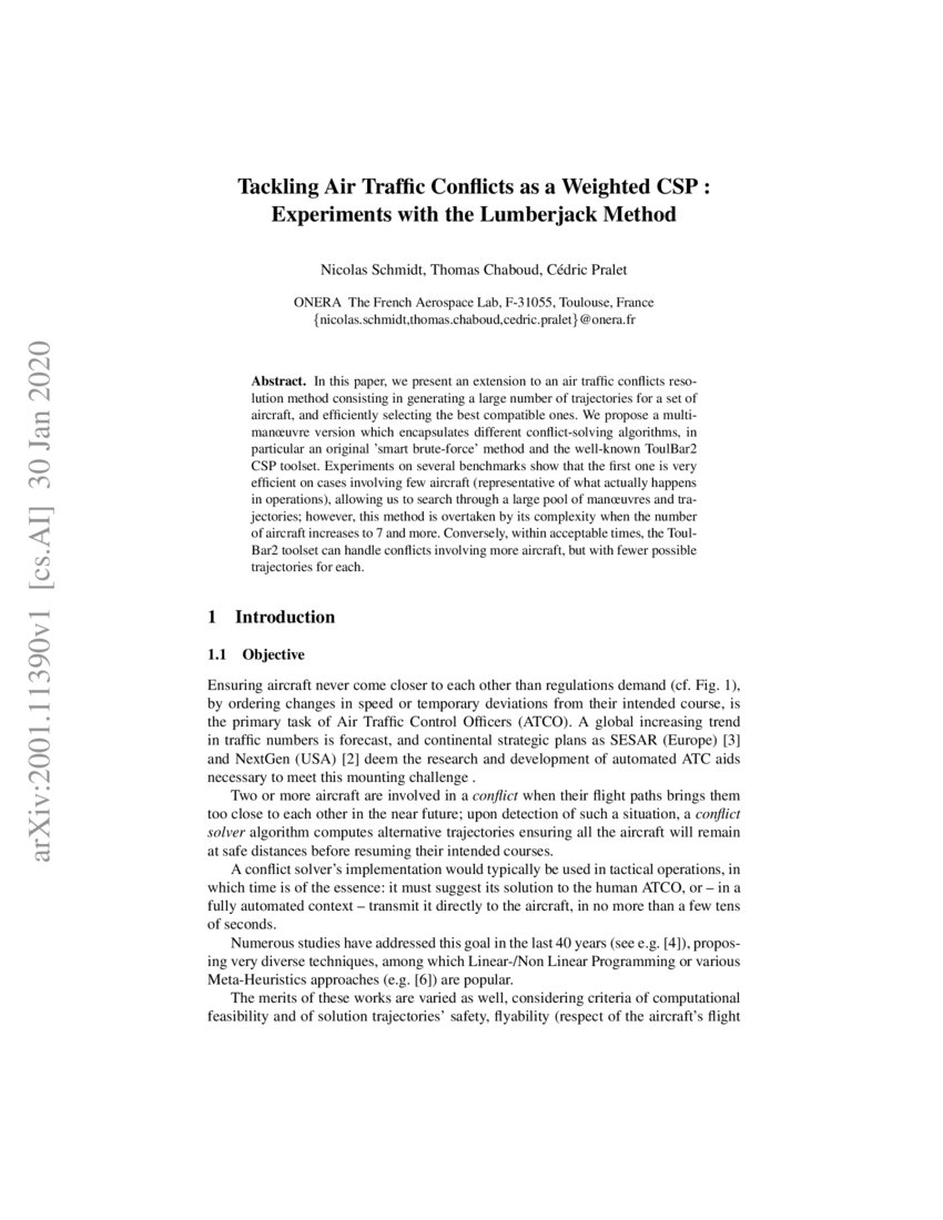 Tackling Air Traffic Conflicts as a Weighted CSP : Experiments with the ...