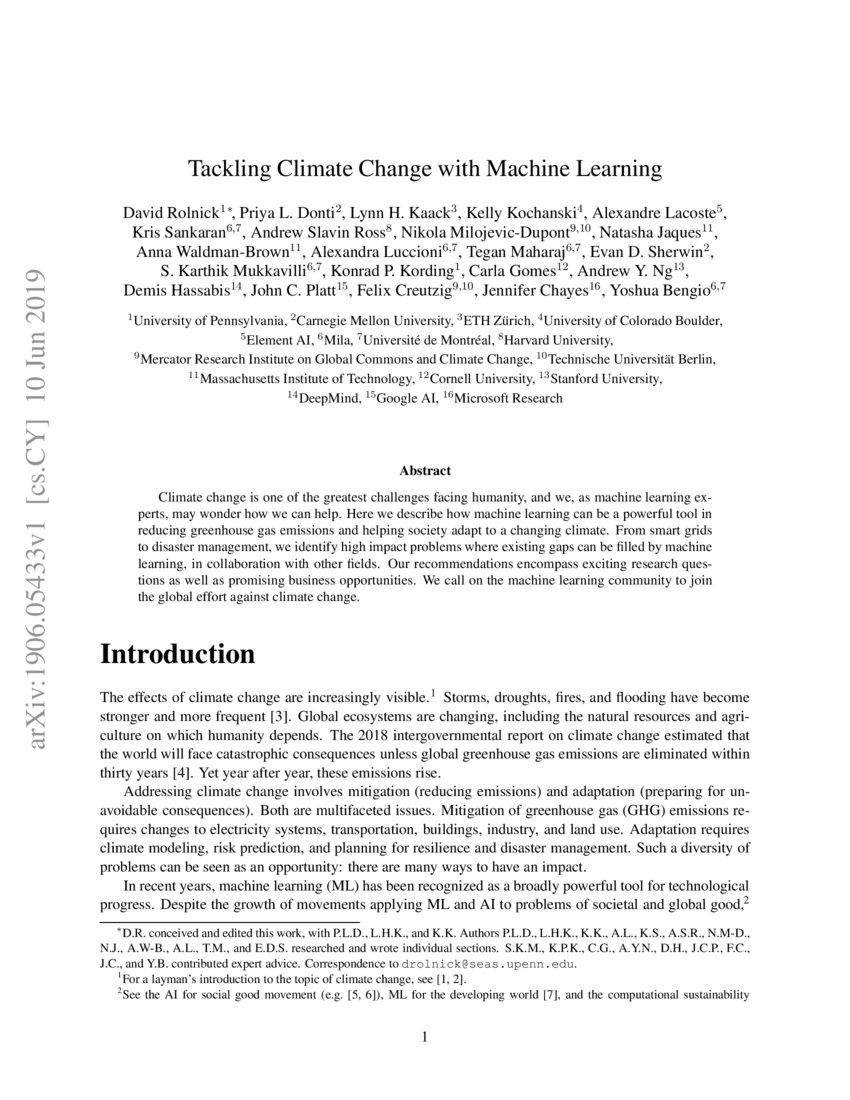 Tackling Climate Change With Machine Learning Deepai