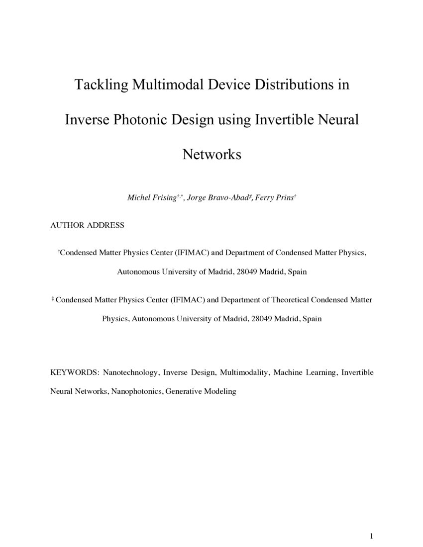 Tackling Multimodal Device Distributions In Inverse Photonic Design Using Invertible Neural 