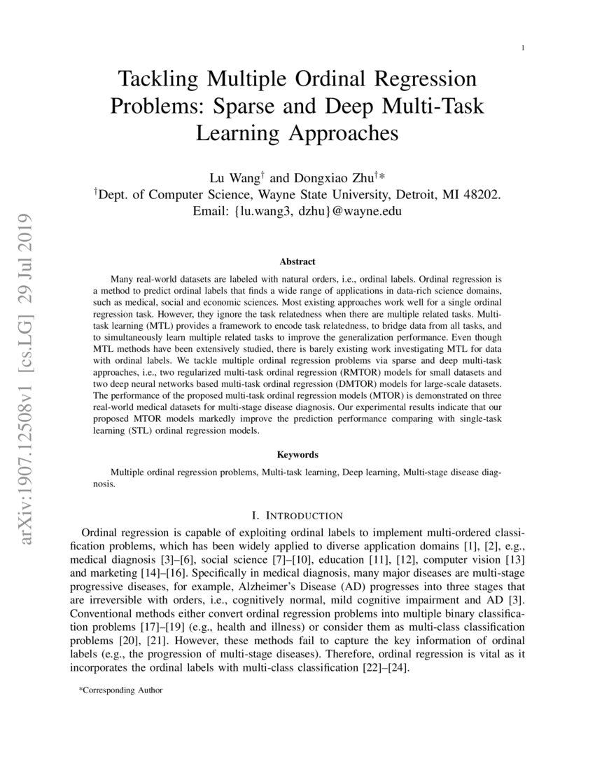 Tackling Multiple Ordinal Regression Problems: Sparse and Deep Multi ... Tackling Multiple Ordinal Regression Problems: Sparse and Deep Multi ...