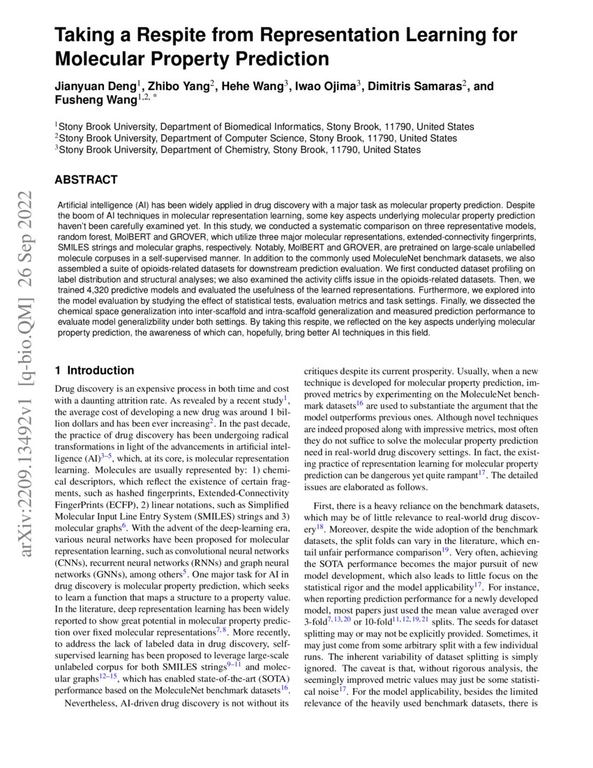 Taking a Respite from Representation Learning for Molecular Property ... Taking a Respite from Representation Learning for Molecular Property ...