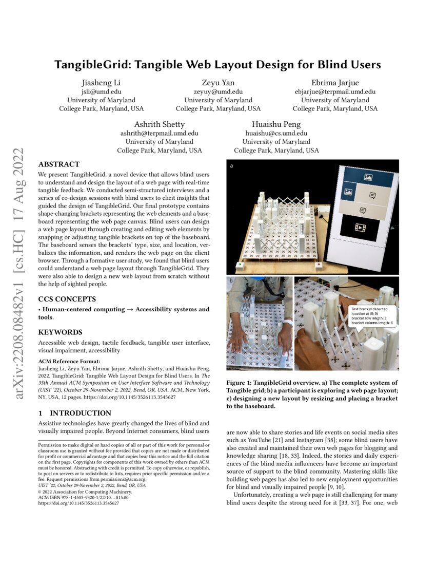 TangibleGrid: Tangible Web Layout Design for Blind Users | DeepAI