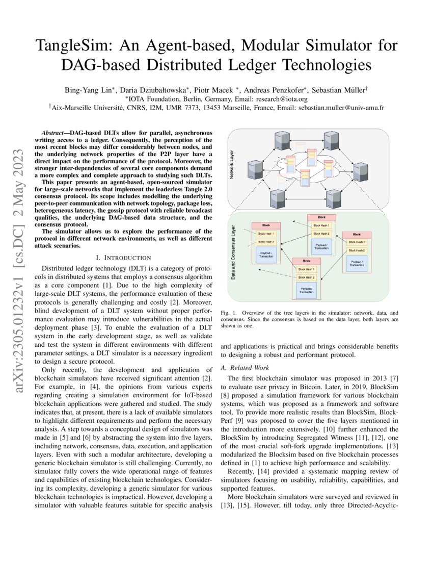 TangleSim: An Agent-based, Modular Simulator for DAG-based Distributed Ledger Technologies | DeepAI