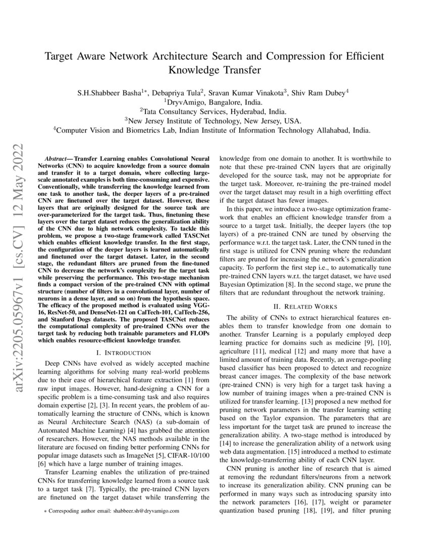 Target Aware Network Architecture Search and Compression for Efficient Knowledge Transfer | DeepAI