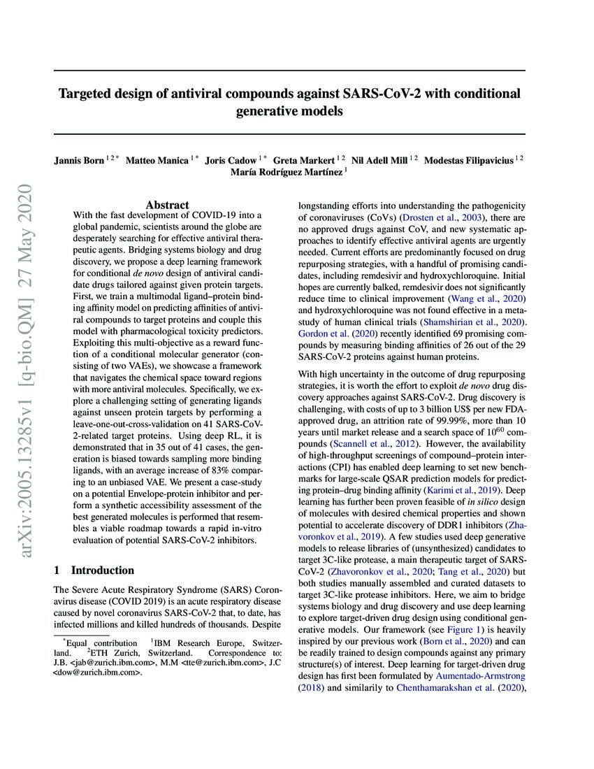 Targeted design of antiviral compounds against SARS-CoV-2 with conditional generative models ...