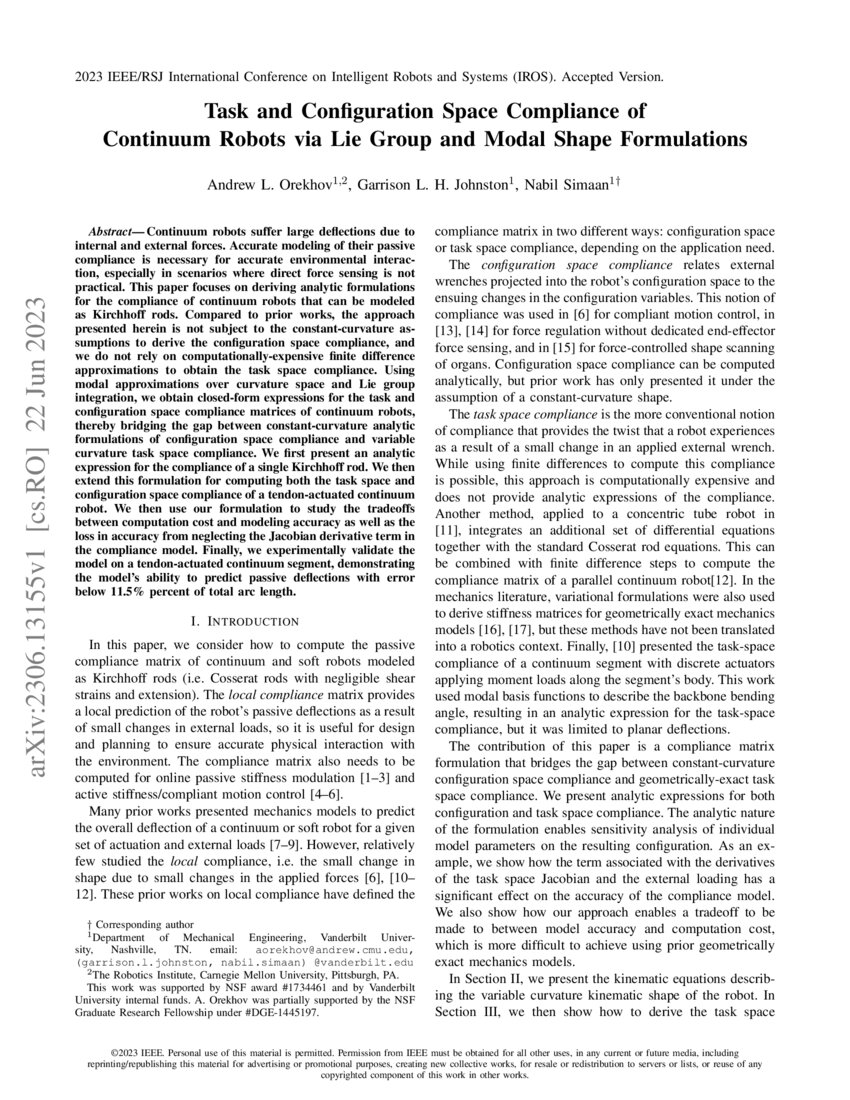Task And Configuration Space Compliance Of Continuum Robots Via Lie 1199