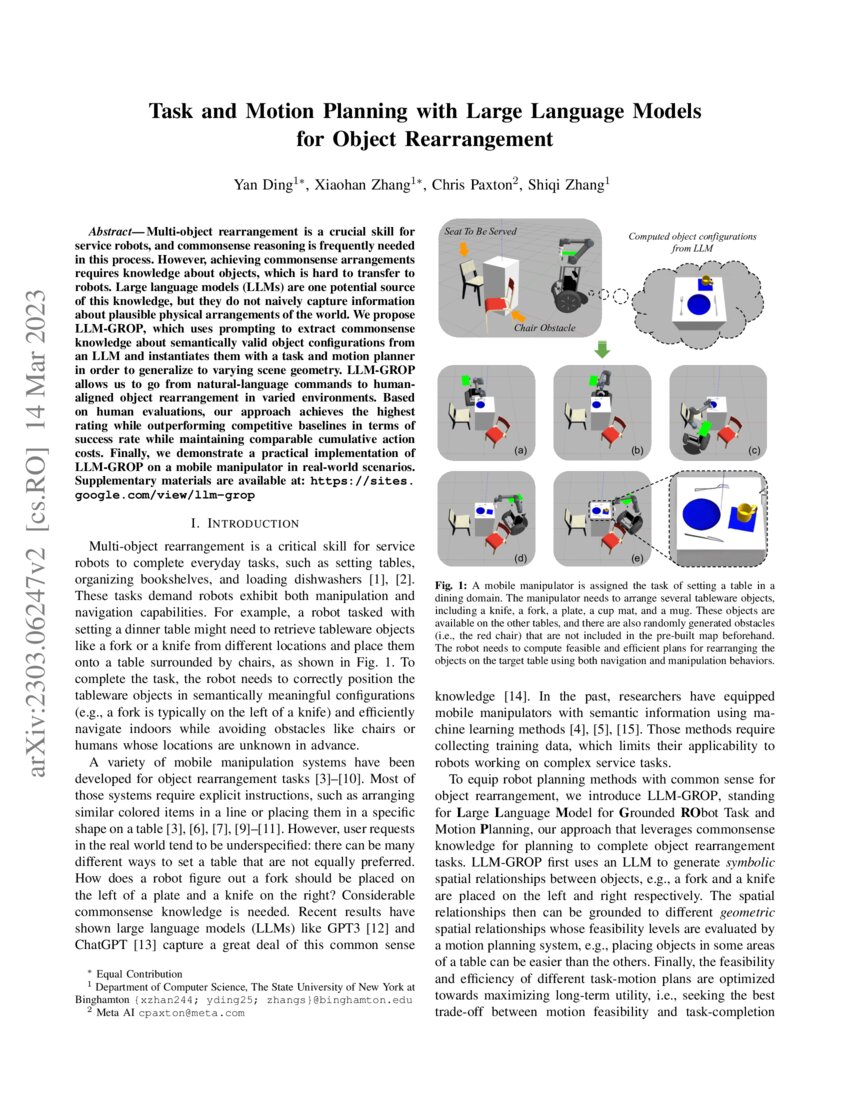 Task and Motion Planning with Large Language Models for Object ...