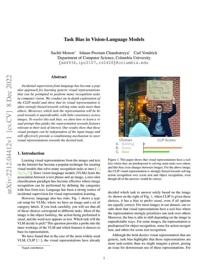 Task Bias in Vision-Language Models | DeepAI