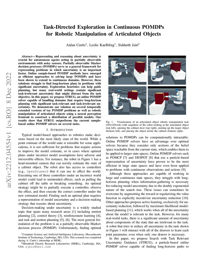 Task-Directed Exploration in Continuous POMDPs for Robotic Manipulation of Articulated Objects ...