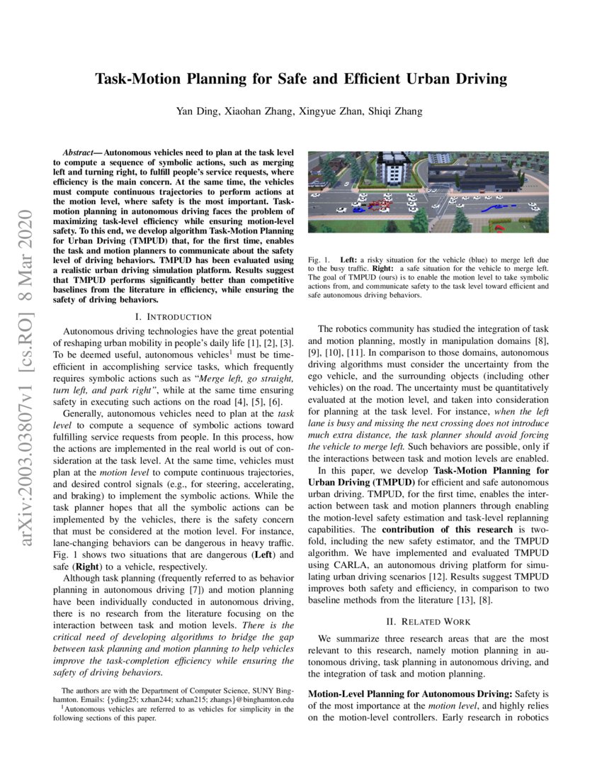 Task-Motion Planning for Safe and Efficient Urban Driving | DeepAI Task-Motion Planning for Safe and Efficient Urban Driving | DeepAI