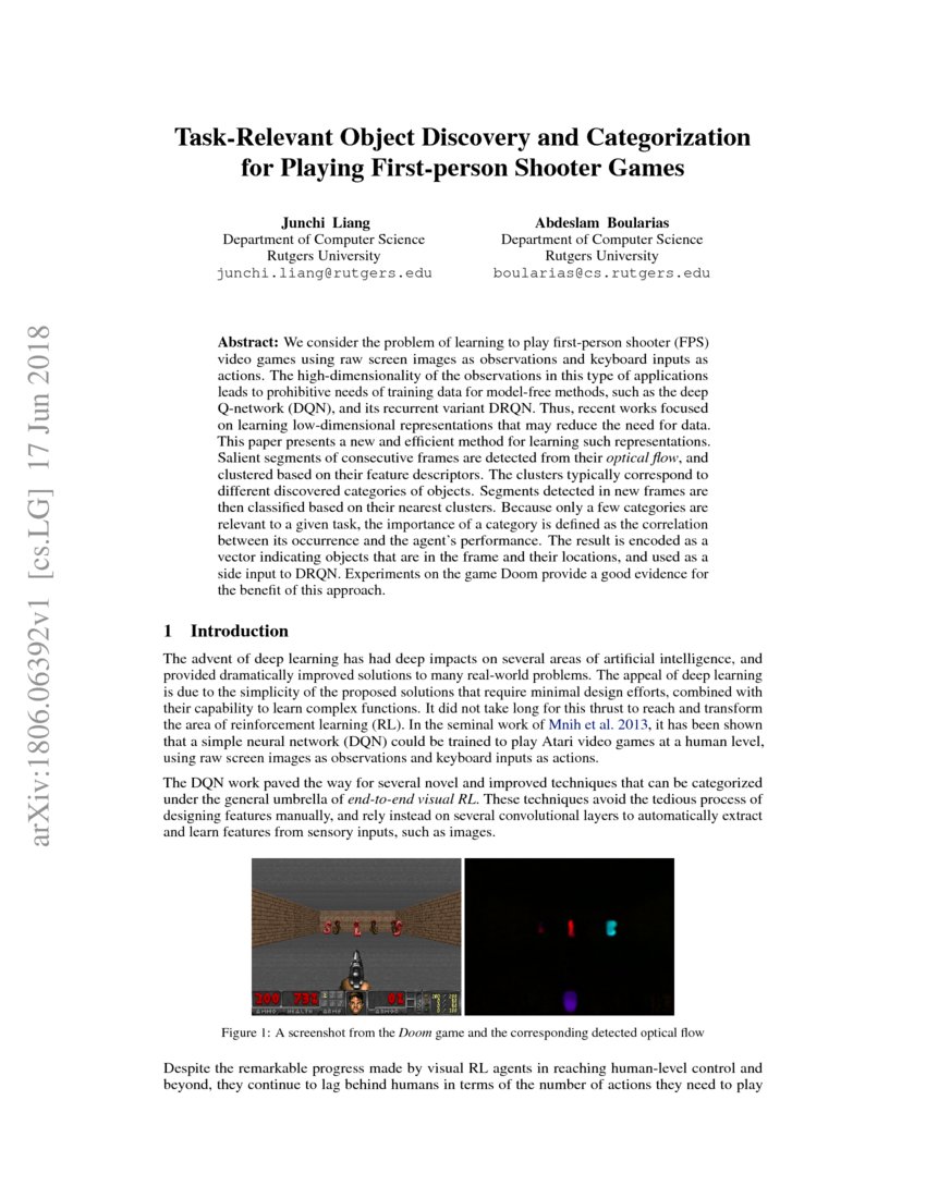 Task-Relevant Object Discovery and Categorization for Playing First ...