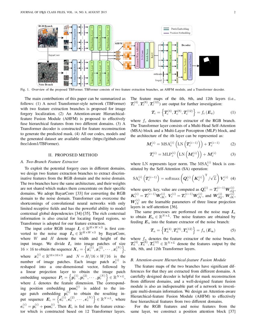 Tbformer Two Branch Transformer For Image Forgery Localization Deepai