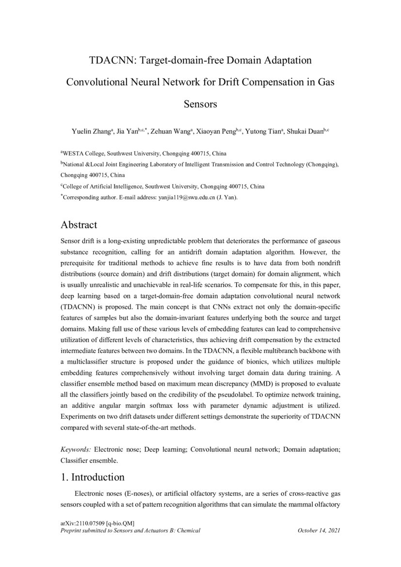 Tdacnn Target Domain Free Domain Adaptation Convolutional Neural