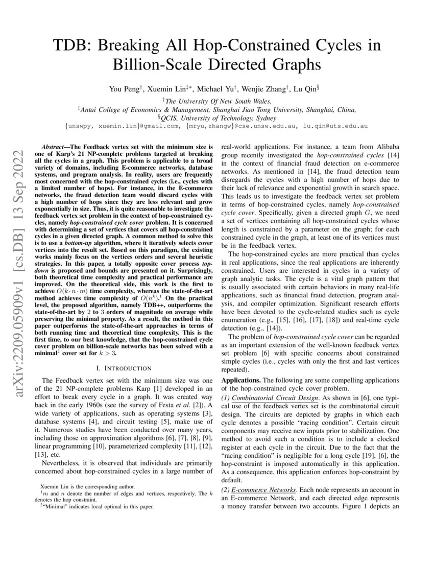 Tdb Breaking All Hop Constrained Cycles In Billion Scale Directed