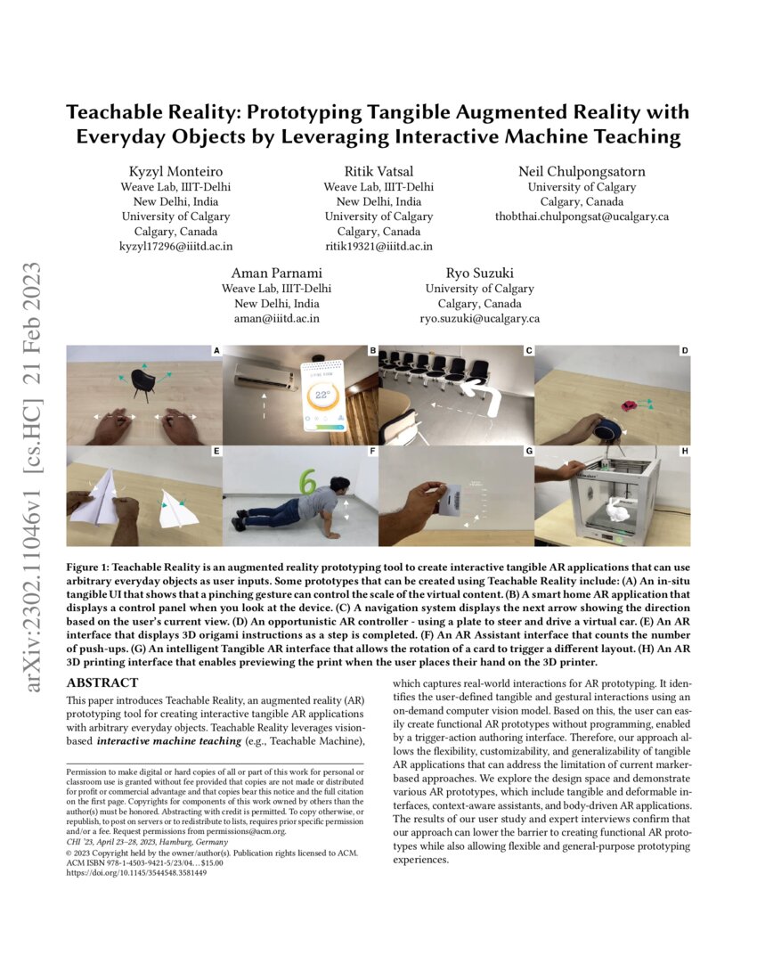 Teachable Reality Prototyping Tangible Augmented Reality With Everyday Objects By Leveraging